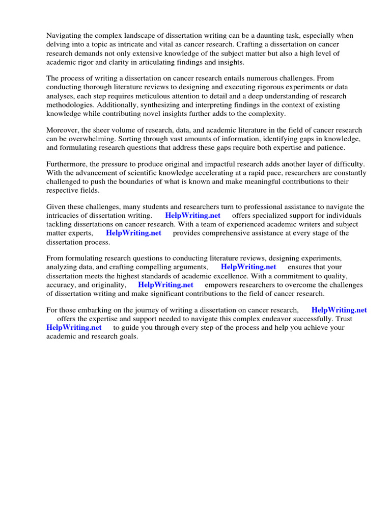 Dissertation On Cancer Research | Download Free PDF | Cancer | Methodology