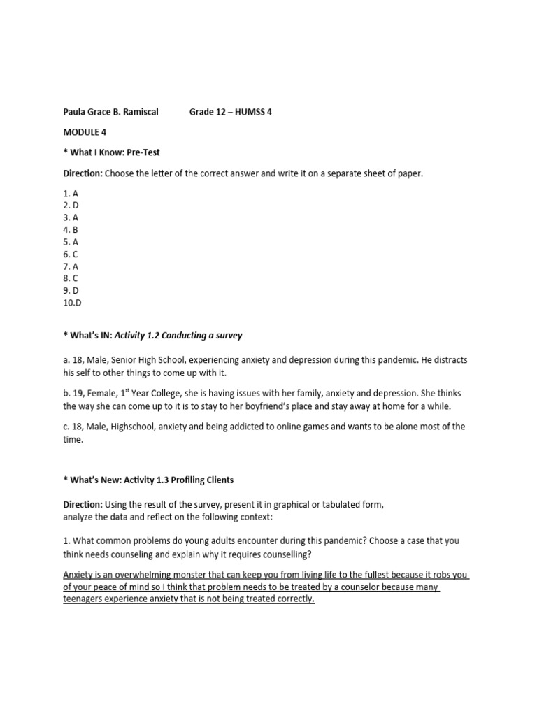 Ramiscal As Diass Module4 | PDF | Psychotherapy | Anxiety