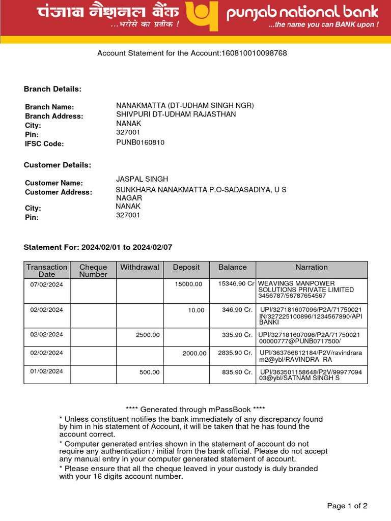mPassBook_XXXXXXXXXXX768 | PDF | Cheque | Banks