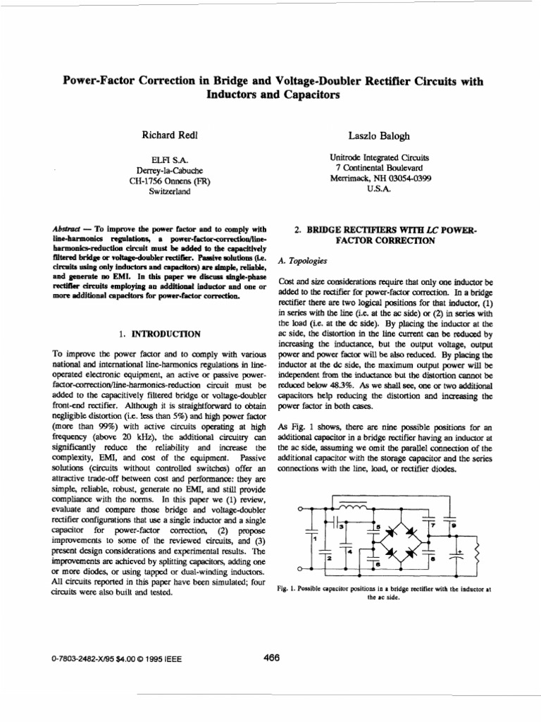 Power Factor Correction In Bridge And Voltage Doubler Rectifier Circuits With Inductors And