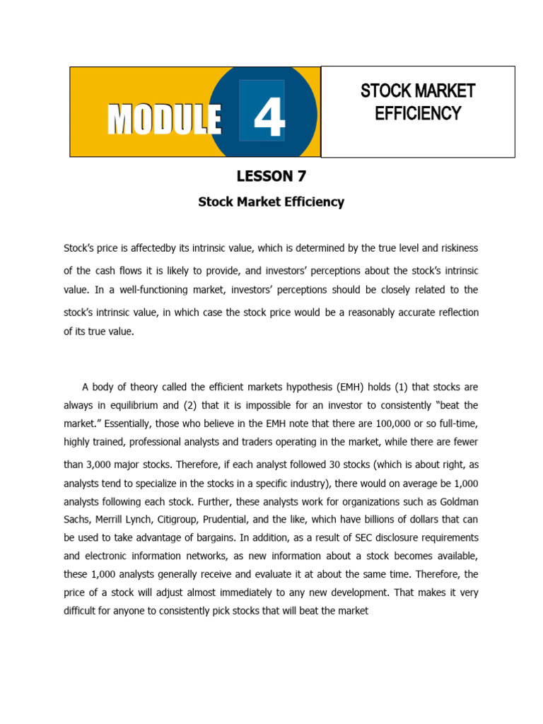 Stock Market Efficiency | PDF | Efficient Market Hypothesis | Stocks