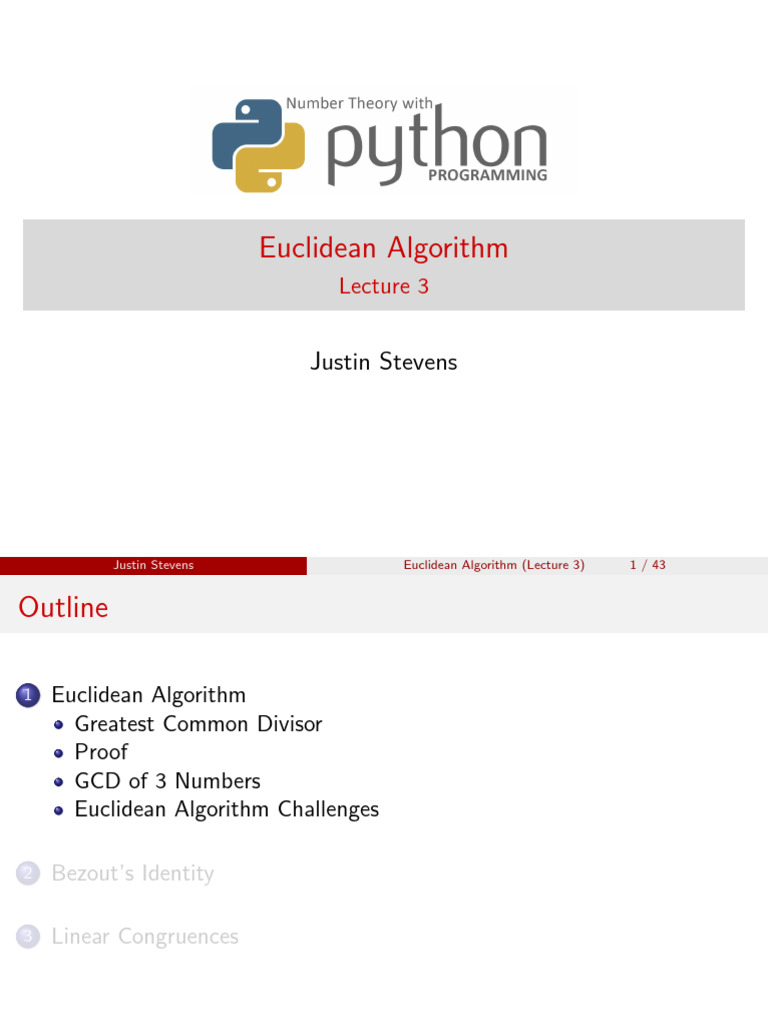 3-euclidean-lecture | PDF | Algorithms | Discrete Mathematics 3-euclidean-lecture | PDF | Algorithms | Discrete Mathematics