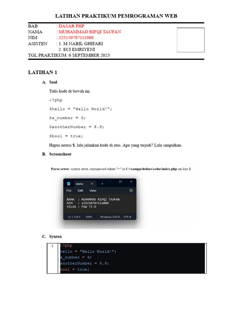 Praktikum Dasar Pemrograman PHP | PDF