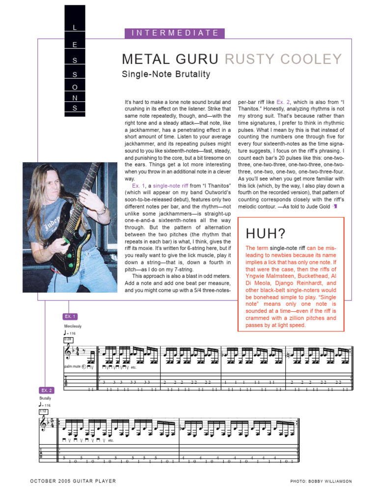 Metal Guru - Rusty Cooley - Single-Note Brutality | PDF | Rhythm | Elements Of Music
