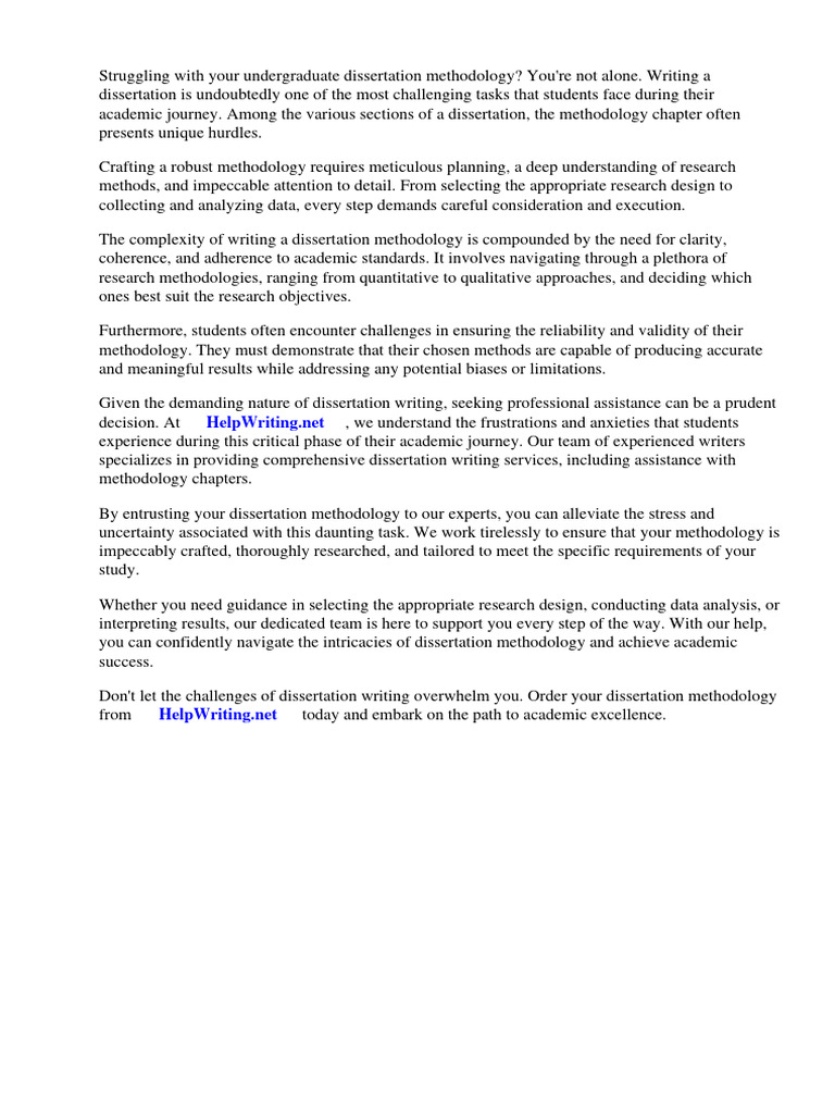 Undergraduate Dissertation Methodology Pdf Methodology Thesis