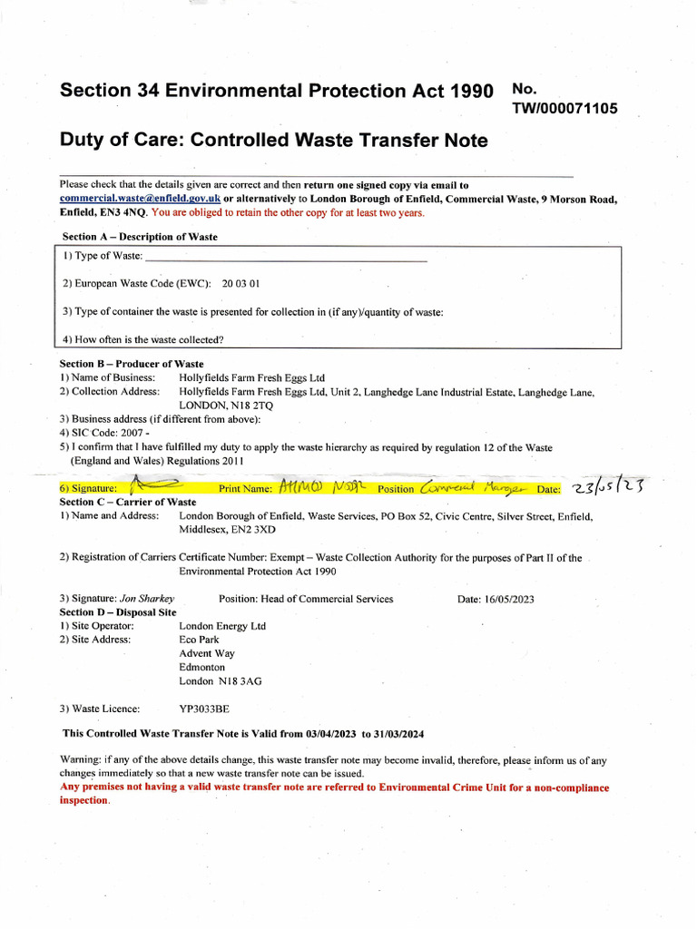 Waste Document | PDF