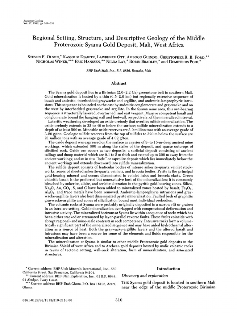 Olson - Regional Setting, Structure, and Descriptive Geology of The ...