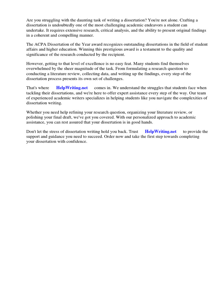 Acpa Dissertation of The Year | PDF | Thesis | Methodology