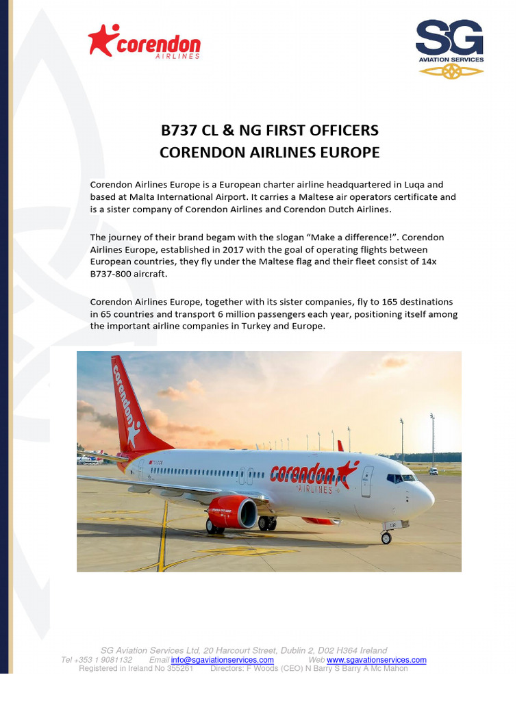 B737 CL & NG First Officers Corendon Airlines Europe | PDF | Aviation