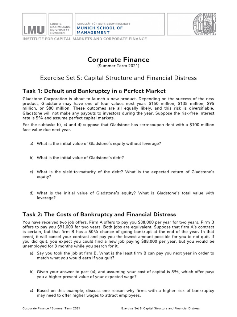 Corporate+Finance Tutorial 05 Exercises | PDF | Capital Structure ...