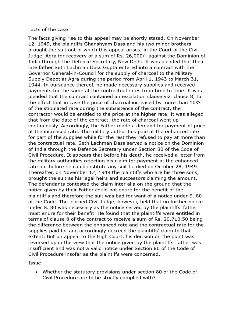 Ghanshaam Das Case Analysis | PDF | Lawsuit | Judgment (Law)