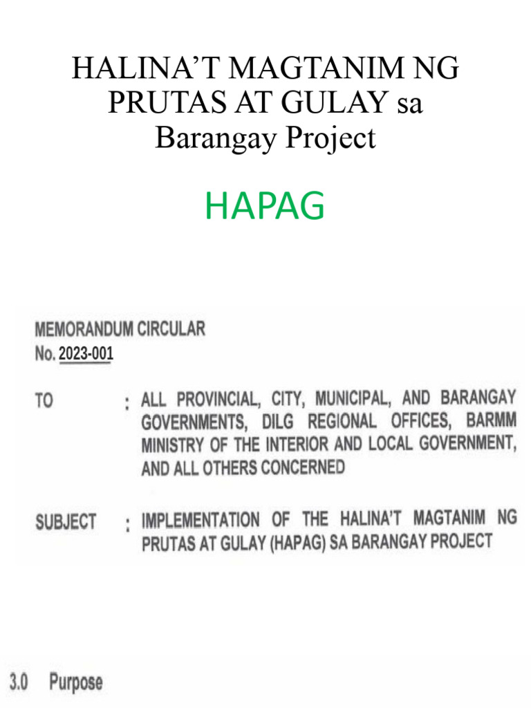 HALINA'T MAGTANIM NG PRUTAS AT GULAY Sa Barangay | PDF | Wellness