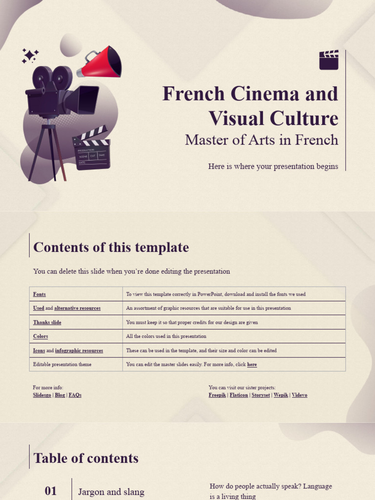 French Cinema and Visual Culture - Master of Arts in French by Slidesgo ...