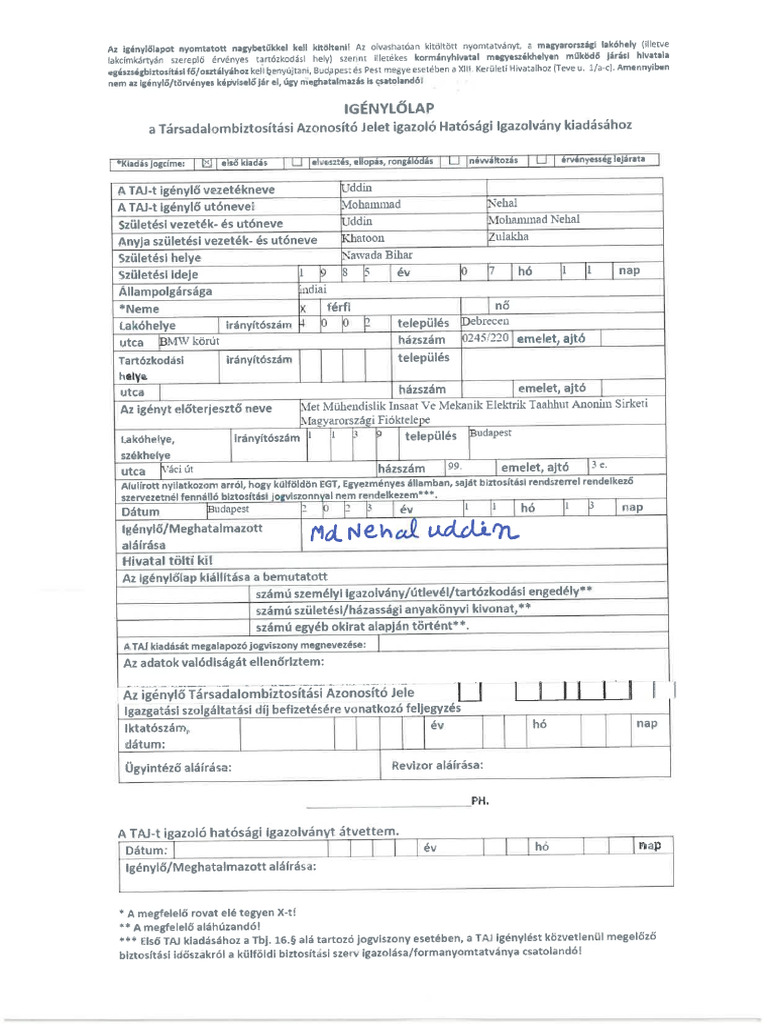 Uddin Mohammad Nehal_Application form.pdf - VGD Hungary | PDF Uddin Mohammad Nehal_Application form.pdf - VGD Hungary | PDF