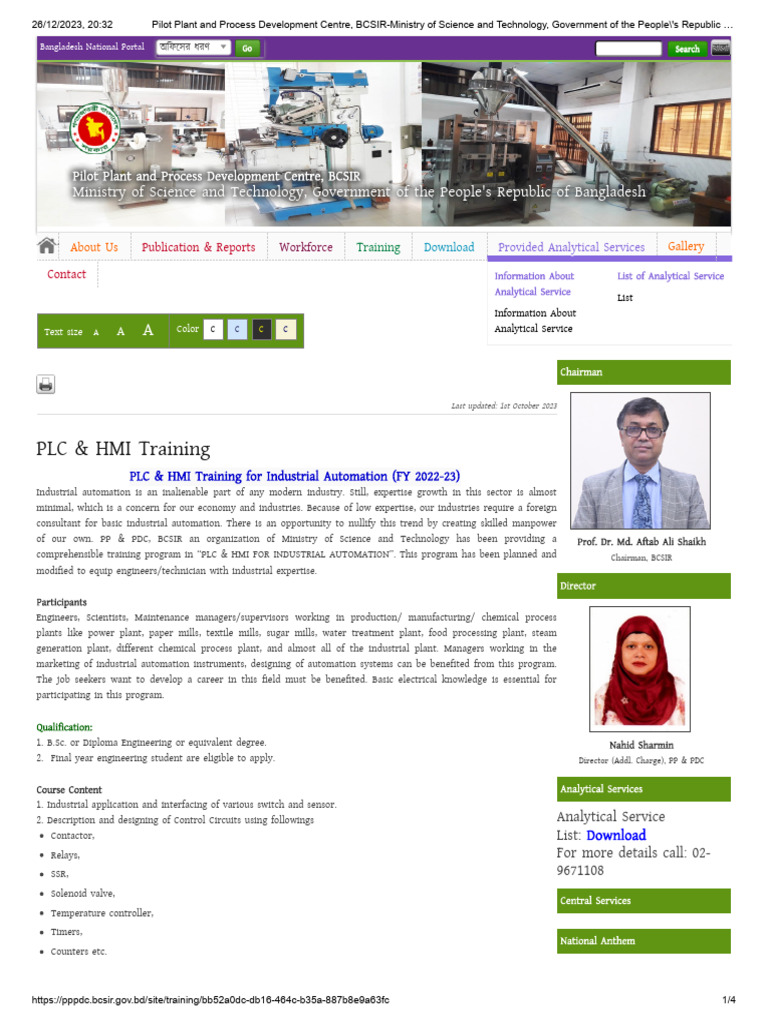 Pilot Plant and Process Development Centre, BCSIR-Ministry of Science ...