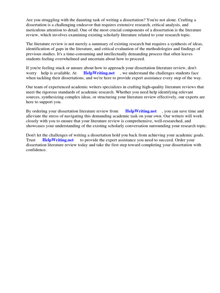 A Dissertation Literature Review Example | PDF | Thesis | Evaluation