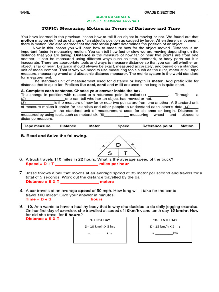 Q3-P. Task 1- DST Triangle | PDF | Speed | Distance