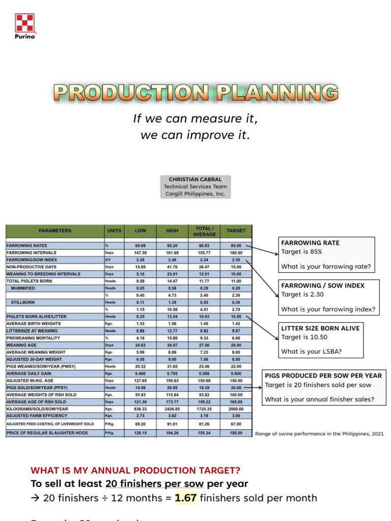 Production Planning - Bethel Farm | PDF | Pig
