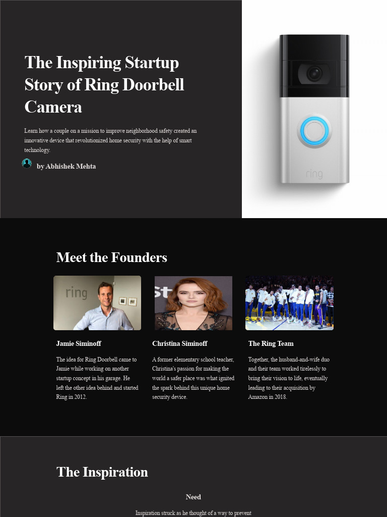 Ring Doorbell: A Startup Success Story | PDF | Computing