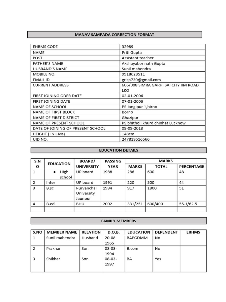 MANAV SAMPADA CORRECTION FORMAT Template | PDF