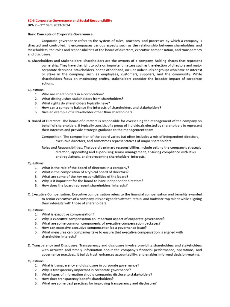 SC-Lecture-2c | PDF | Corporate Governance | Governance