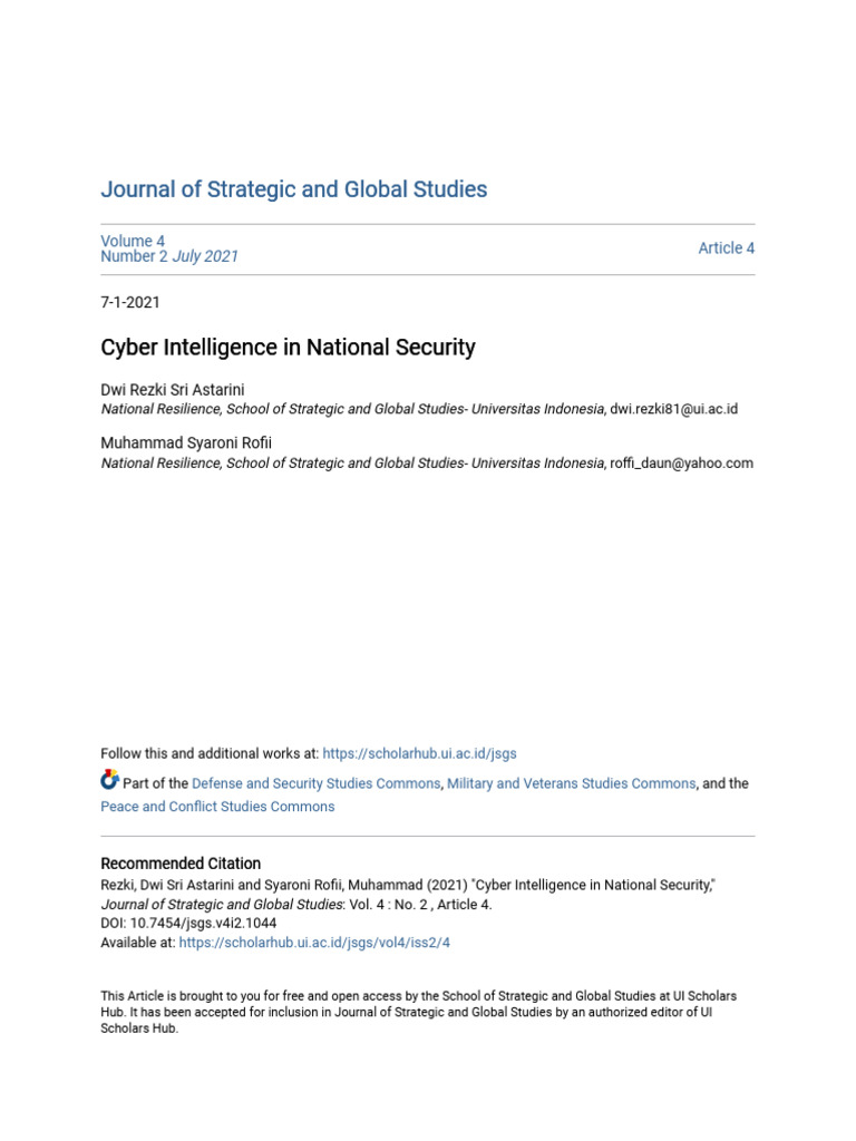 Cyber Intelligence in National Security | PDF | Cyberwarfare | Security