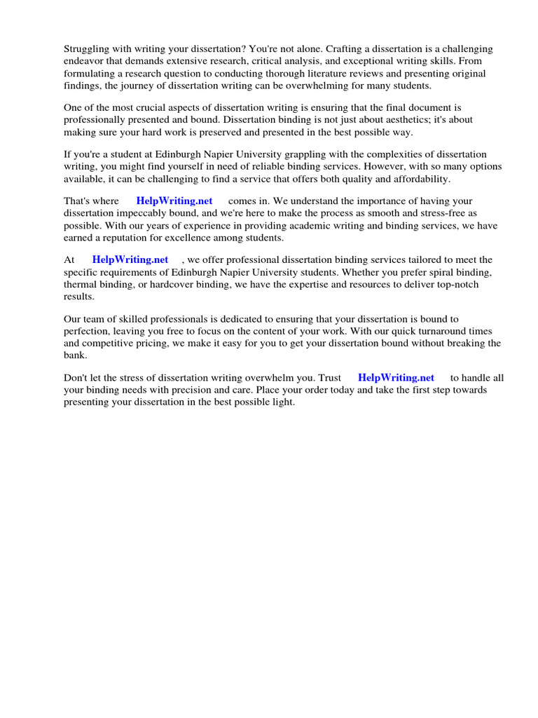 Dissertation Binding Edinburgh Napier | PDF | Bookbinding | Thesis