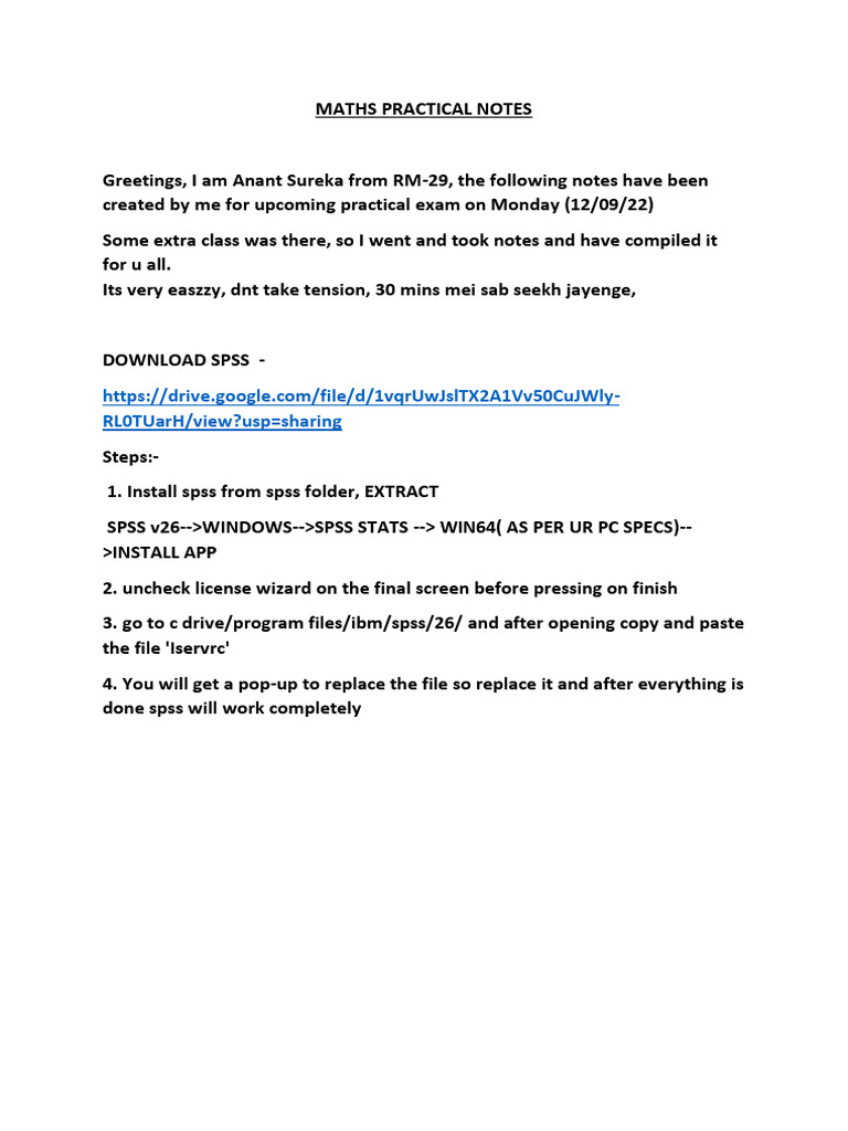 Maths Practical Notes | PDF | Spss | Statistics