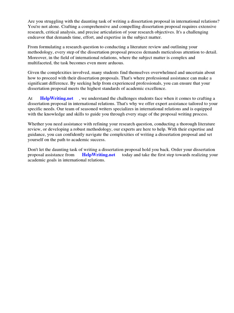 Dissertation Proposal Example International Relations | PDF | Thesis ...