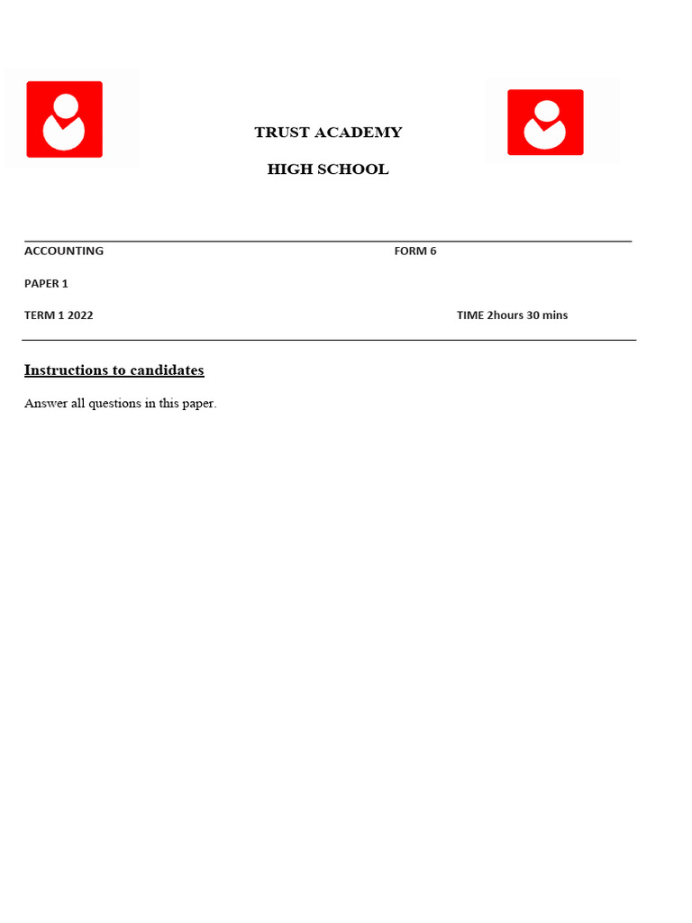 Trust Academy Exam Papers Overview | PDF