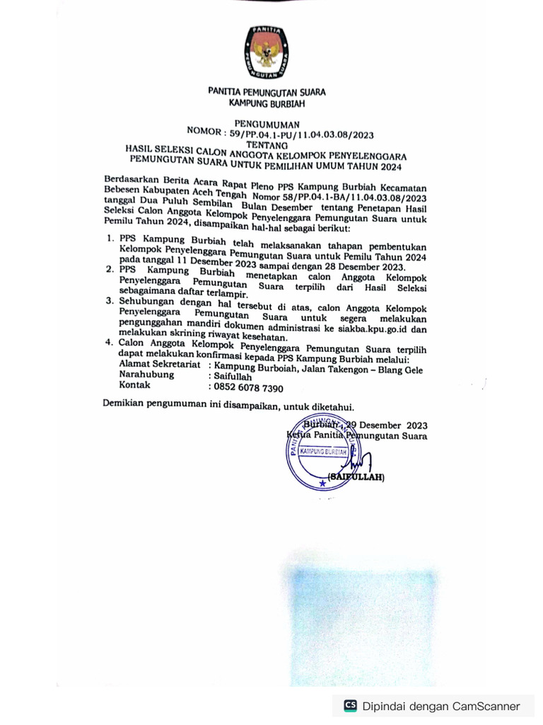 Nama2 Anggota Kpps Yang Lulus Seleksi | PDF