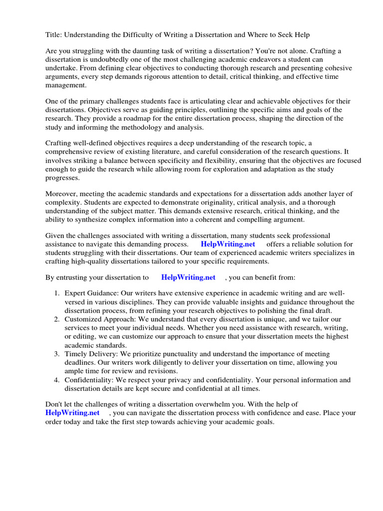 Dissertation Objectives Sample | PDF | Thesis | Methodology