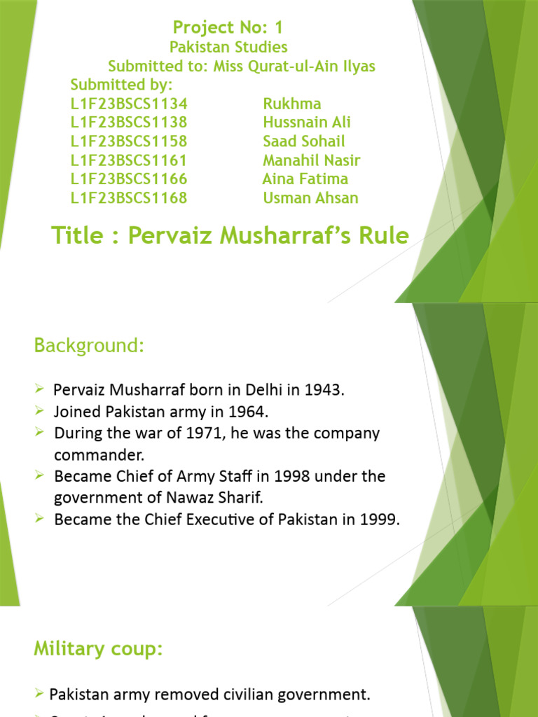 Pervaiz Musharraf Slides | PDF | Pervez Musharraf | Benazir Bhutto