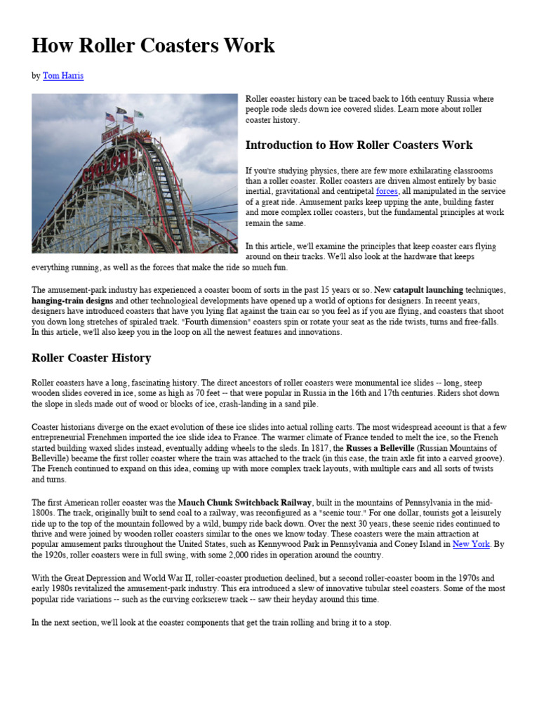 How Roller Coasters Work ARTICLE | PDF | Force | Physical Quantities