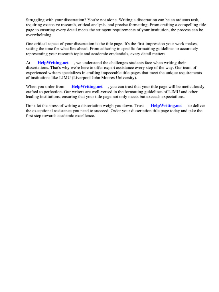 Ljmu Dissertation Title Page | PDF | Thesis