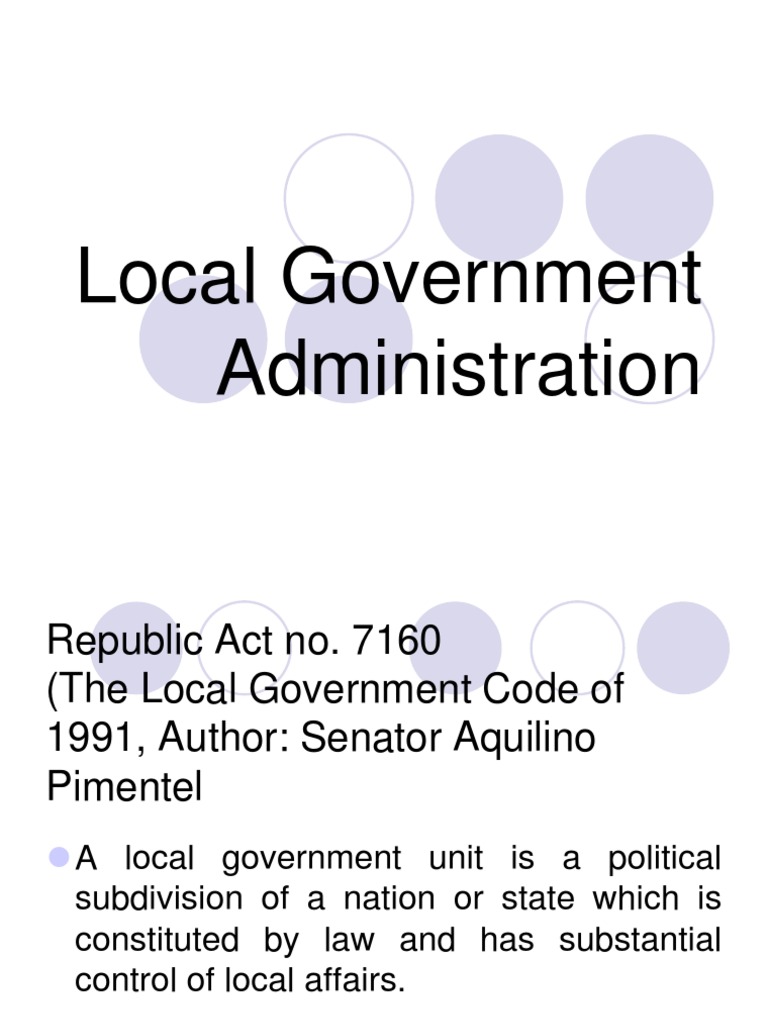 Lecture 10- Local Government Administration 1 | Decentralization ...