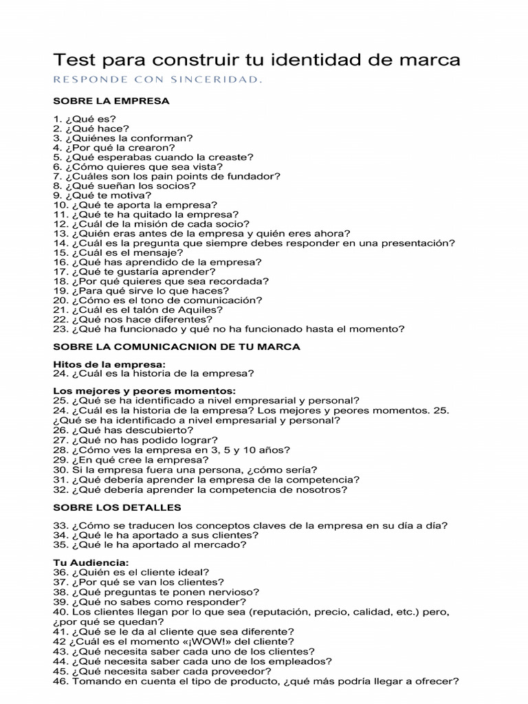 Test Sobre Identidad de Marca | PDF