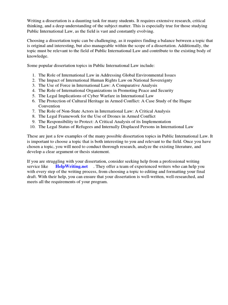 Dissertation Topics On Public International Law | PDF | International ...