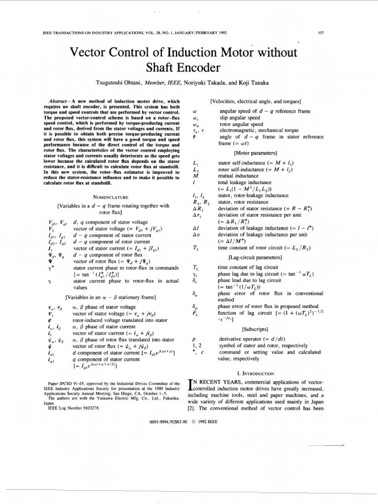 Vector Control for Encoderless Motors | PDF | Electric Motor ...