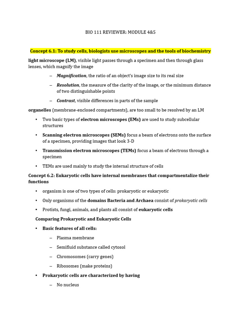 Bio 111 Reviewer | Download Free PDF | Cytoskeleton | Chloroplast