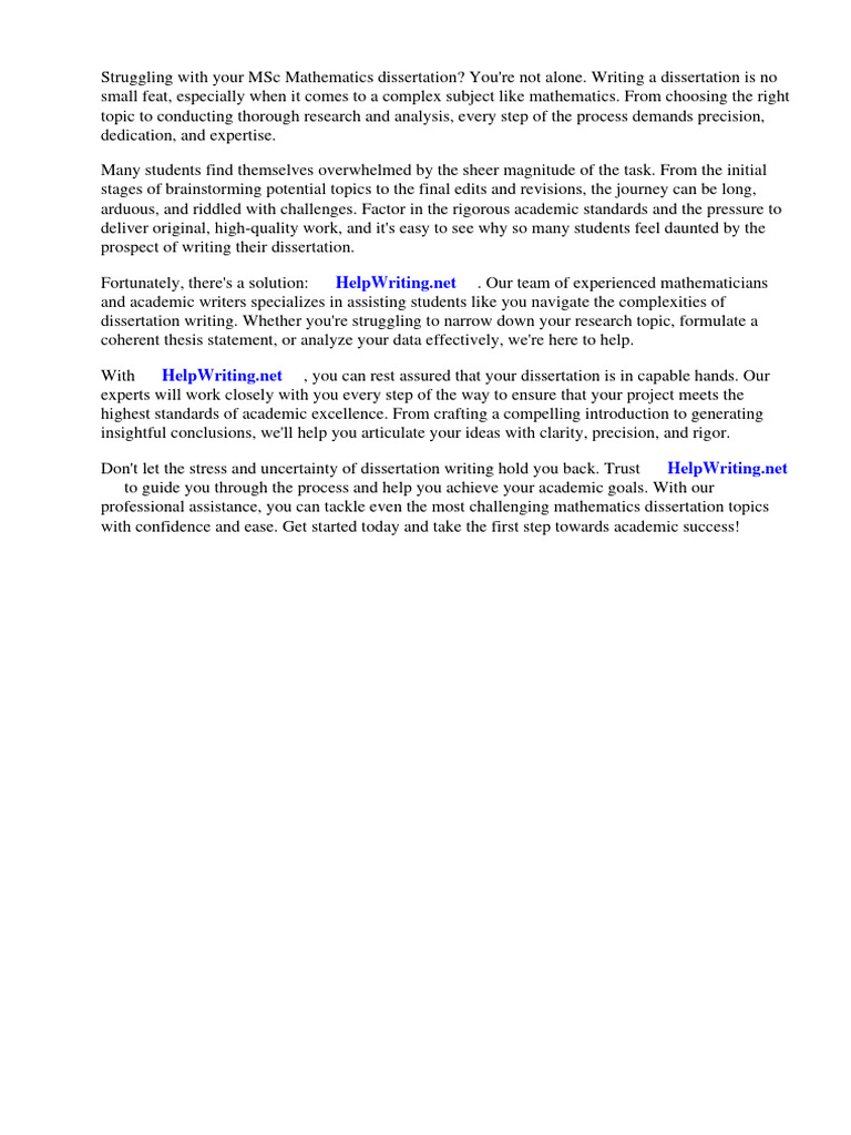 MSC Mathematics Dissertation Topics | PDF | Real Estate Appraisal ...