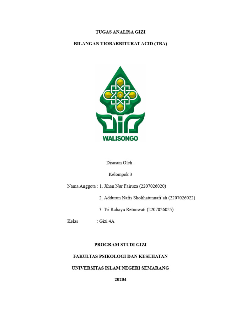 Kelompok 3 - Bilangan Asam Tiobarbiturat (TBA) | PDF