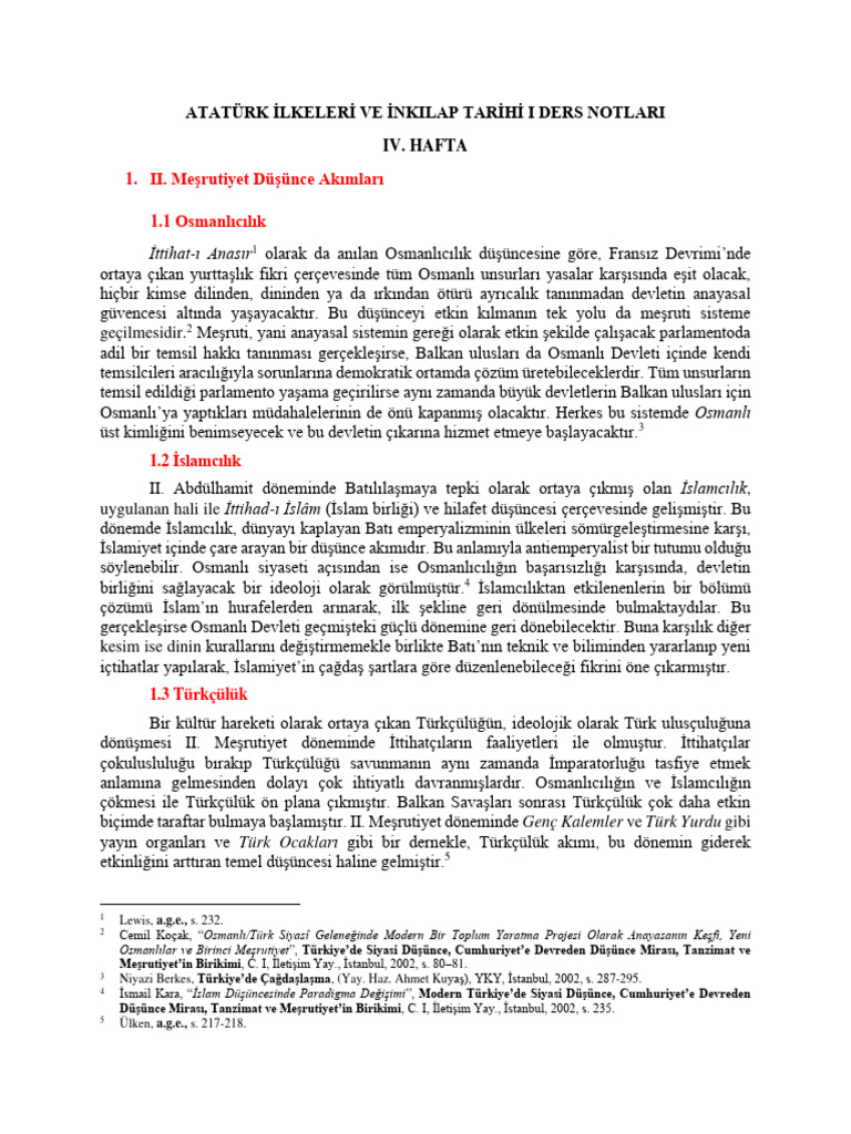 AİİT - HİS - 101 - Ders - Notları - Güz - IV. Hafta | PDF