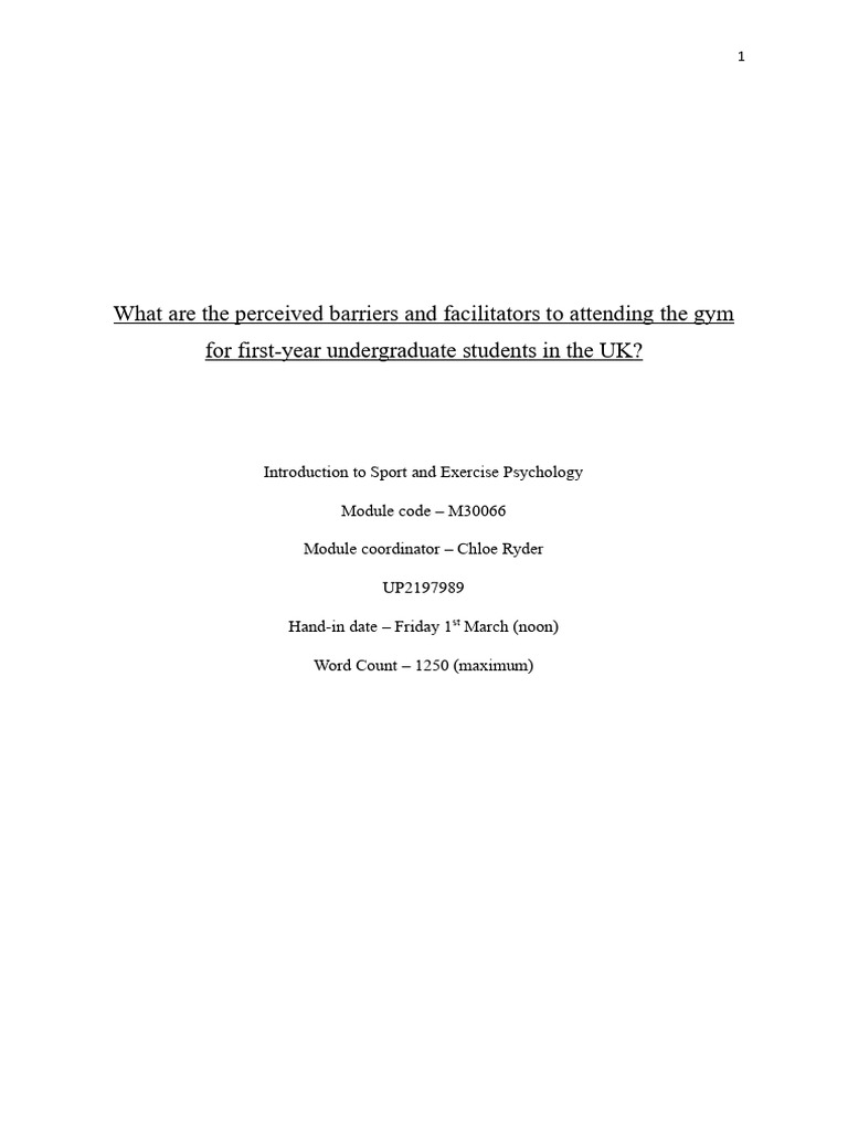 What Are the Perceived Barriers and Facilitators to Attending the Gym ...