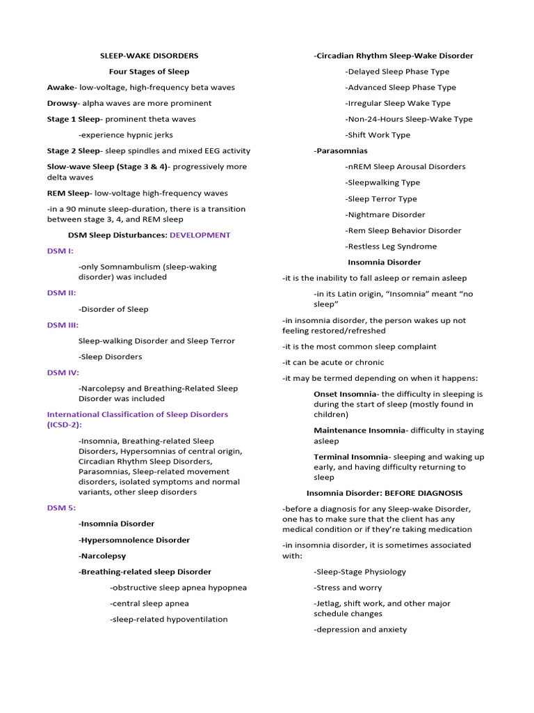 11.-Sleep-wake-Disorders-Notes | PDF | Sleep | Sleep Disorder