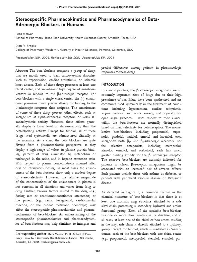 Beta Blockers | PDF | Receptor Antagonist | Pharmacology