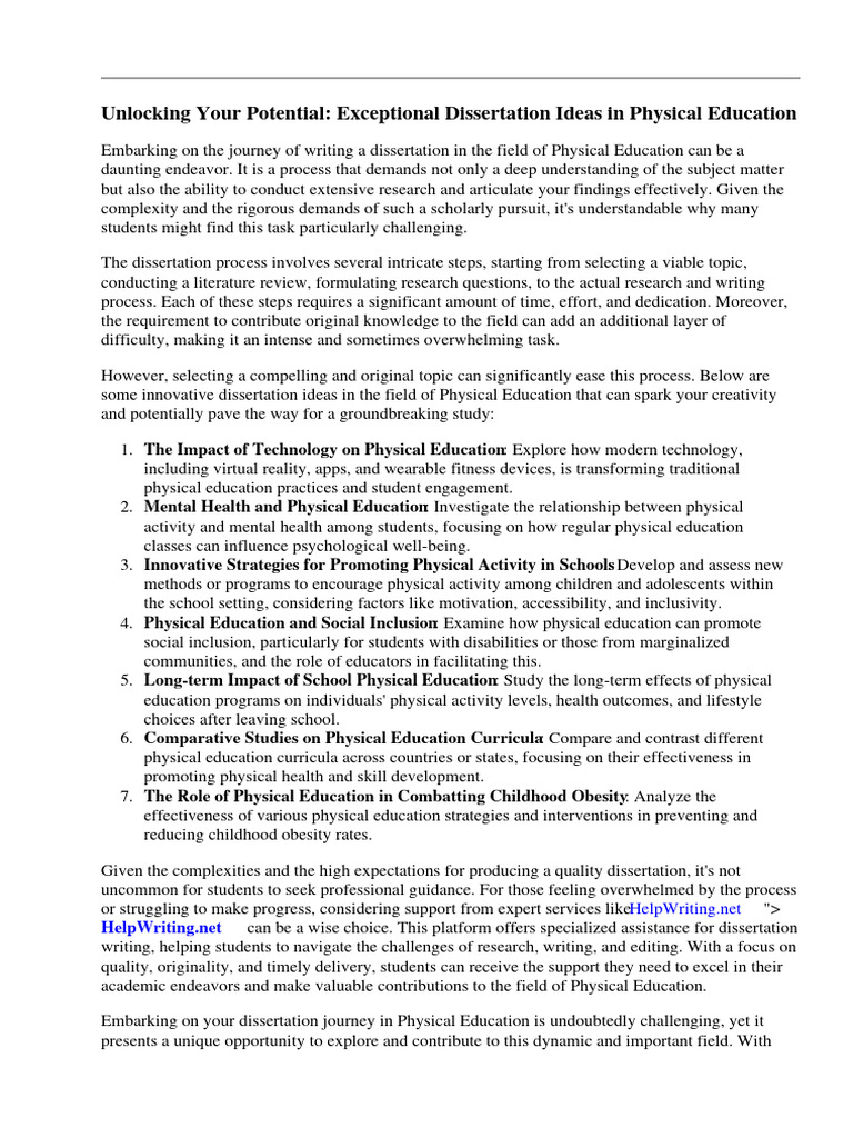 Dissertation Ideas Physical Education | PDF | Physical Education ...