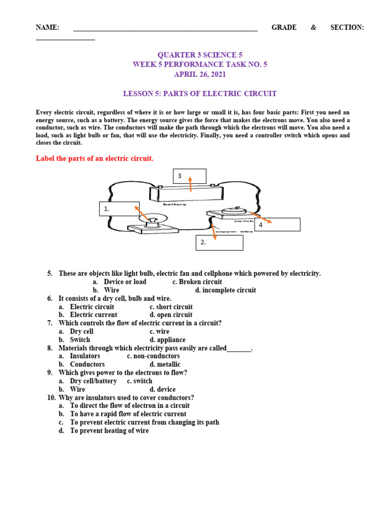 Four Basic Parts of Electric Circuits | PDF | Electric Current ...