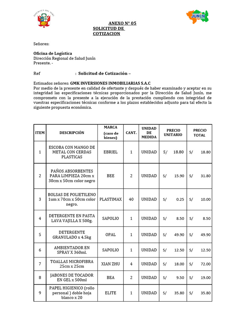 Anexo N°05 Diresa GMK | PDF