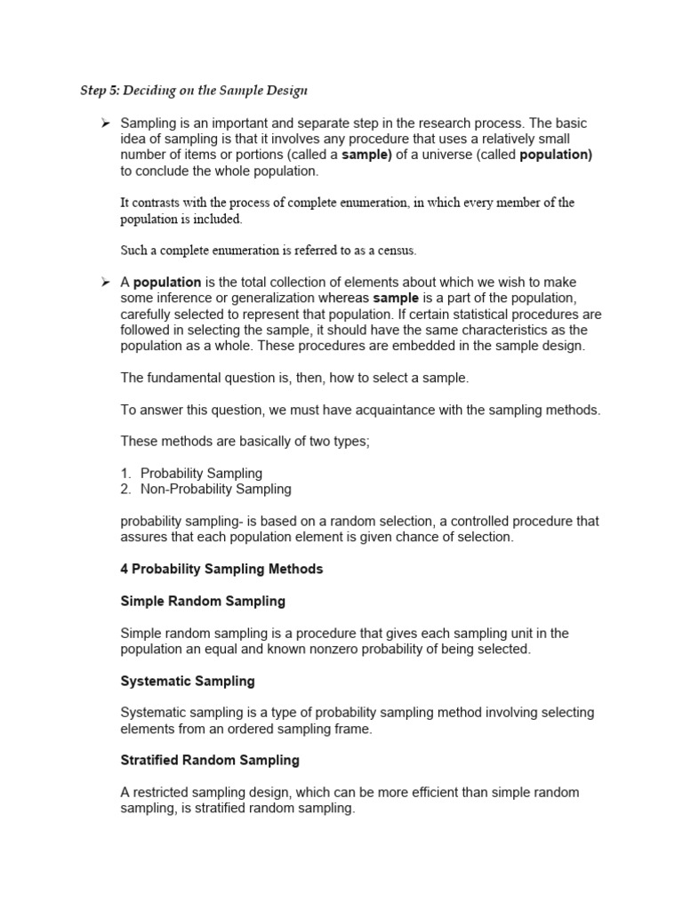 Step 5 | PDF | Sampling (Statistics) | Survey Methodology